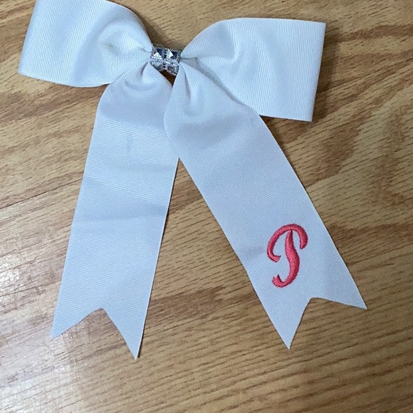 Accessories | White Bow With Pink Initial | Poshmark